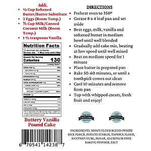 Gluten Free Buttery Vanilla Pound Cake Mix