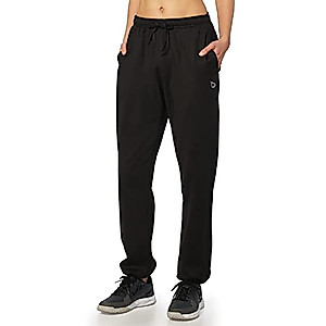 BALEAF Women's Fleece Pants Winter Running Gear with Zipper Pockets Athletic Joggers Adjustable Ankle Track Pants Black Size M