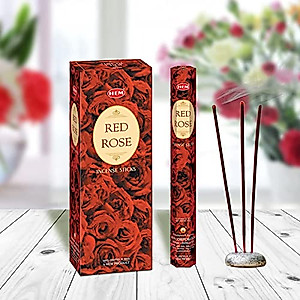HEM Red Rose Incense Sticks (Pack of 6 -120 count, 301g) | Natural Fragrance For Aromatic Environment | Incense For Stress Relief, Relaxation and Air Purifier
