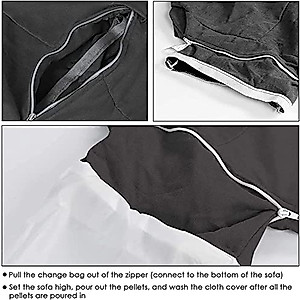 OMKUOSYA Double Bean Bag Chair Lazy Sofa w/Footstool (Cover ONLY, NO Filler) Durable Comfort Lounger High Back Bean Bag Chair Couch for Adults and Kids, Indoor & Outdoor, Beige