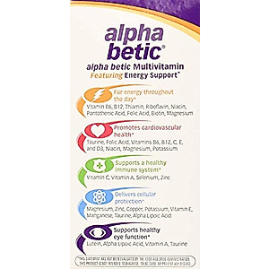 Alpha Betic Once Daily Multivitamin for Diabetics, Gluten Free, Sugar Free, Extended Energy Dietary Supplement, 30 Tablets (3 Pack)3