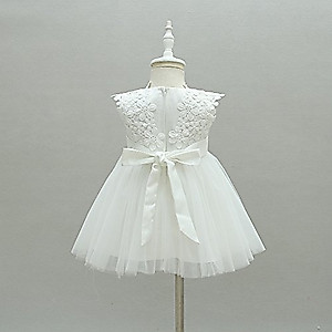 CareCheer White Baby Girl Christening Short Dress Baptism Dedication Blessing Gown Special Occasion Dresses (0-6 Months)