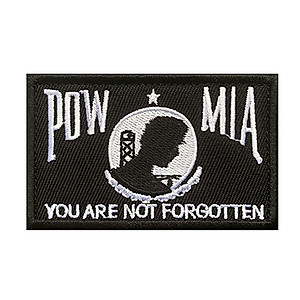 Antrix 2 Pcs POW MIA You are NOT Forgotten Applique Insignia Emblems Hook and Loop Military Badge Patch for Backpacks Caps Hats Vests Uniforms Clothes