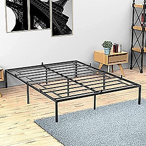 ELETHEBIA Queen Bed Frame Platform,14 Inch Metal Queen Size Bed Frames No Box Spring Needed,Heavy Duty Steel Slat Mattress Foundation,Easy Assembly,No Noise and No Shaking
