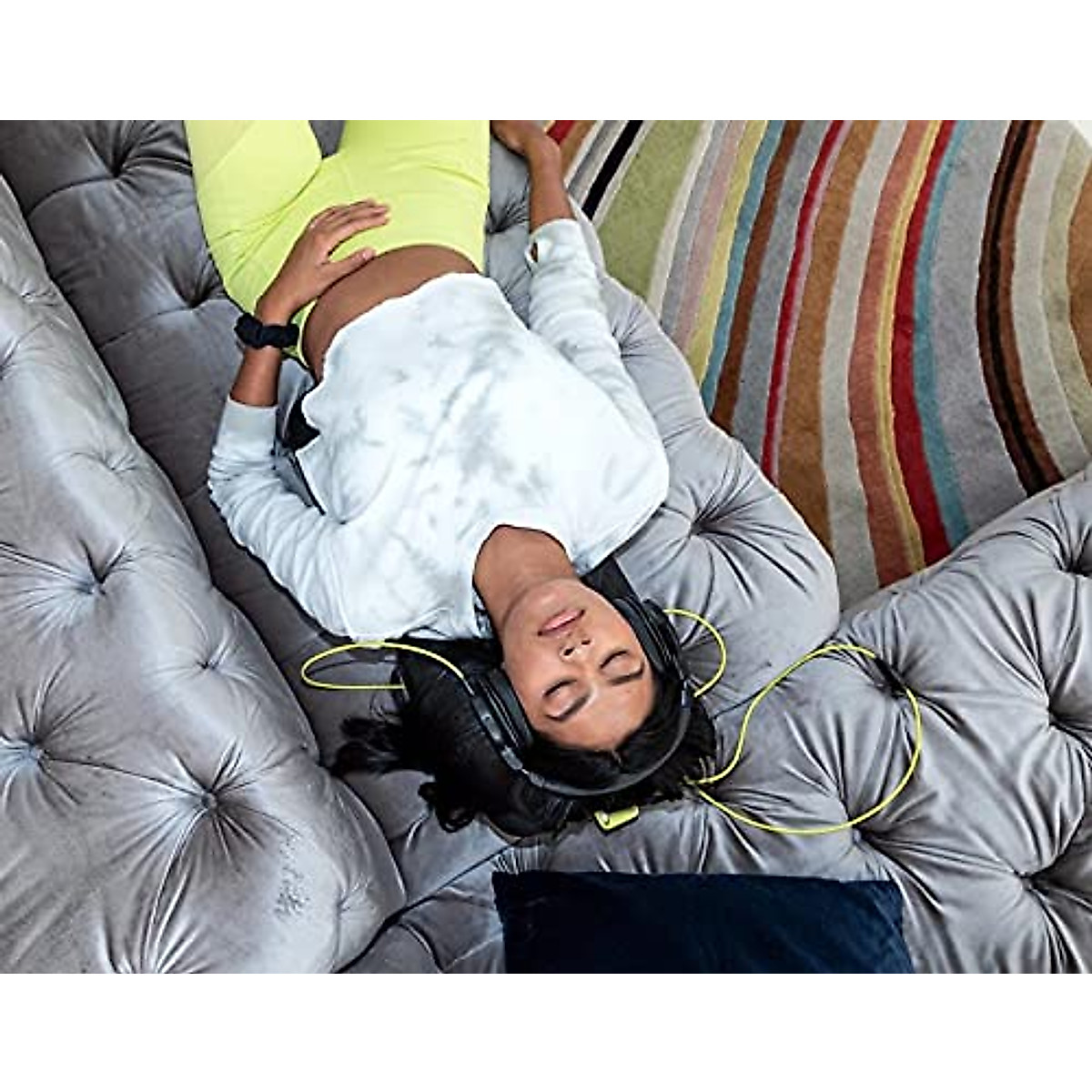 WAVE Yoga Bolster Smart Vibrating Meditation Pillow with Premium Over-Ear Headphones for Synced Music & Vibration