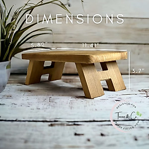 Teeovo&Co Wood Riser - Decorative Farmhouse Tray Riser, Wooden Pedestal Mini Display Stool for Centerpiece, Tabletop Plant Stand on Kitchen/Bathroom Countertop or Coffee Bar/Dining Room Table