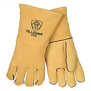 John Tillman 945XL X-Large 14" Gold Top Grain Elkskin Wool Lined Super Premium Grade Stick Welders Gloves, Welted Finger/Kevlar Lock Stitching (Carded), English, 30.68 fl. oz., Plastic, 1 x 14 x 5.5