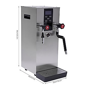 Commercial Milk Frother, 110V 2500W Stainless Steel Espresso Coffee Steam Boiling Water Machine 12L LED Screen Display Electric Milk Foam Machine for Espresso Coffee Tea Dessert