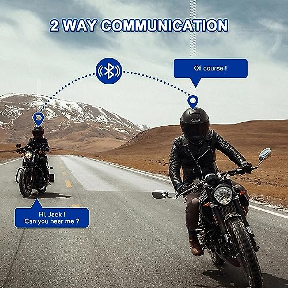 FODSPORTS 2 Way Motorcycle Bluetooth Communication System Share Music 3 Music Effect M1S-AIR Universal Helmet Intercom Headset CVC Noise Cancellation USB-C 5.0 Motorbike Interphone (2 Pack)