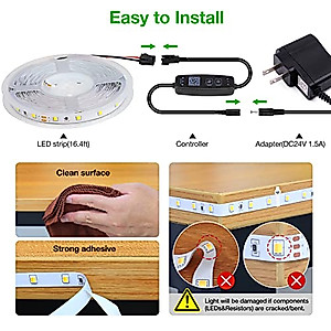 CT CAPETRONIX LED Strip Lights, 3000K-6500K Tunable White LED Light Strip, 16.4ft 300LEDs 600Chips Smart App&Controller Music Sync DIY Candle Mode Dimmable Bright LED Tape Lights for Bedroom,Kitchen