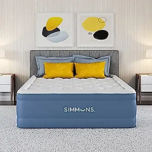 Simmons Rest Aire Mattress Air Bed with Side Built-in Pump and Soft Velveteen Topper, 17" Queen