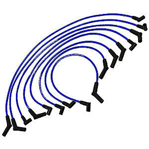 A-Team Performance - Silicone Spark Plug Wires Set - Compatible with SBF Small Block Ford Valve Cover Wires 221 255 260 289 302 351W BOSS 302 Fits HEI Distributor Caps Blue 8.0mm