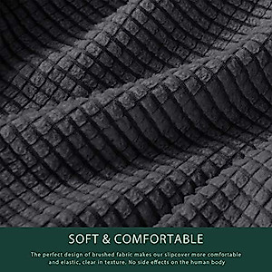CHUN YI Stretch Loveseat Sofa Slipcover 1 Piece Couch Cover, 2 Seater Settee Coat Soft with Elastic Bottom, Checks Spandex Jacquard Fabric, Medium, Grey/Gray
