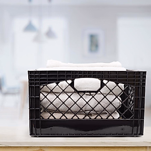 DuraTuff Heavy Duty Milk Crates for Storage - 19"x13"x11" Stackable Storage Containers - Durable High-Density Polyethylene Plastic - Ideal for Kitchen Storage