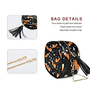 ALAZA PU Leather Small Crossbody Bag Purse Wallet Cute Forest Animals With Fox Cell Phone Bags with Adjustable Chain Strap & Multi Pocket