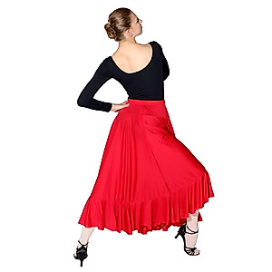 Danzcue Womens Full Circle Flamenco Dance Skirt, Red, LA