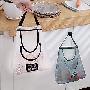 ACQTULOU Reusable Hanging Storage Mesh Bags Durable & Strong Fruit and Vegetable Mesh Bags/Pulling resistance Storage Tote Bags for Garlics, Potatoes, Onions (Reusable Bags-1)