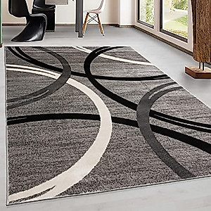 Rugshop Modern Wavy Circles Design Area Rug 5' 3" x 7' 3" Gray