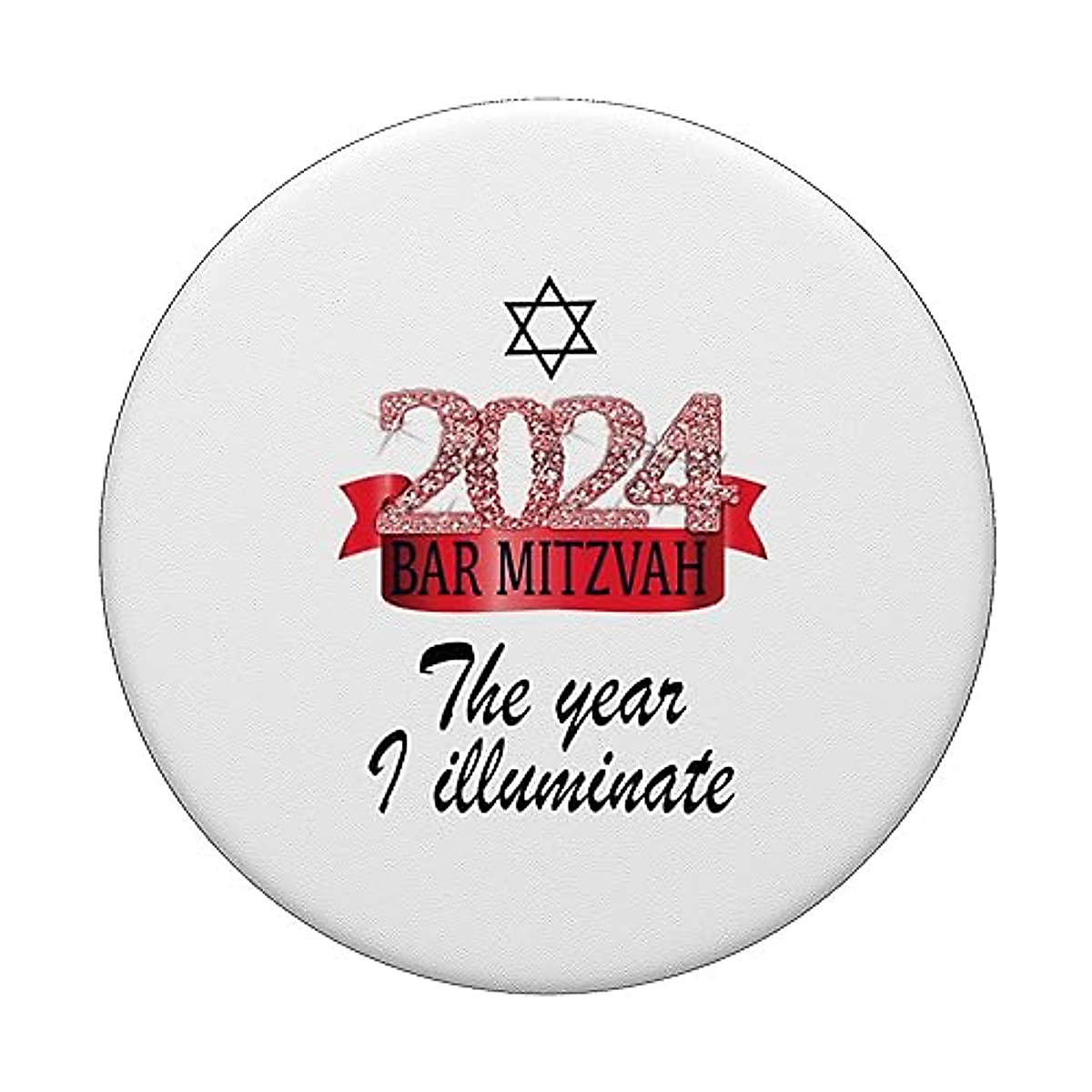 2024 Bar Mitzvah Quote Festive White Red Decor PopSockets Standard PopGrip