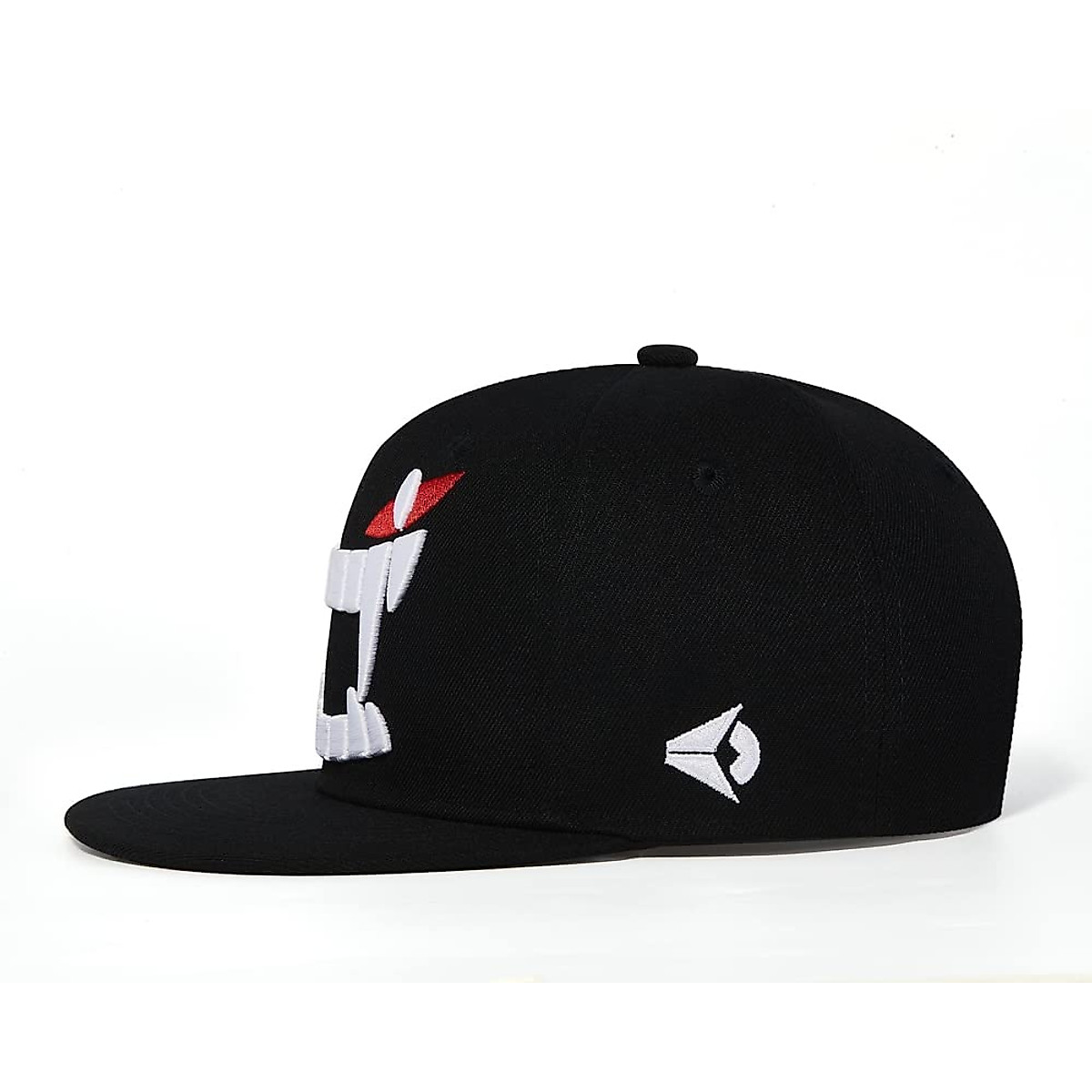 Quanhaigou Men's Black Snapback,Big Teeth Adjustable Baseball Hat 3D Embroidery Cartoon Caps