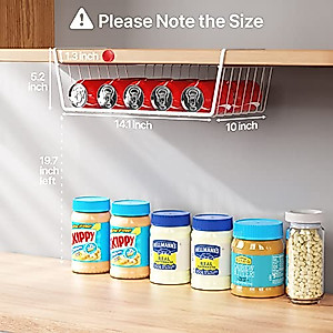Under Shelf Basket, iSPECLE 4 Pack Under Cabinet Organizer Easy to Install and Use Versatile Metal Pantry Organizer Add Storage to Kitchen Cabinet Pantry Cupboards and Shelves, White