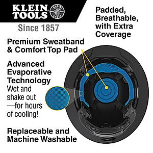 Klein Tools 60347 Hard Hat, Vented Full Brim, Class C, Premium KARBN Pattern, Rechargeable Lamp, Padded Sweat-Wicking Sweatband, Top Pad