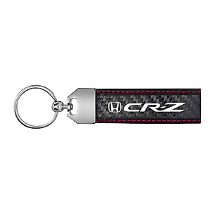 iPick Image Made for Honda CR-Z Real Black Carbon Fiber Loop Strap Key Chain with Red Stitching