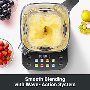 AMZCHEF 8-IN-1 Professional Blenders, 2000 Watts Commercial Blender for Kitchen with Timer, Innovative LED Panel, 8 Functions for Smoothies, Shakes & More, 8 Speeds & Pulse, 68 oz. Pitcher, Black