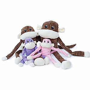 ZippyPaws - Spencer The Crinkle Monkey Dog Toy, Squeaker and Crinkle Plush Toy - Pink, Small