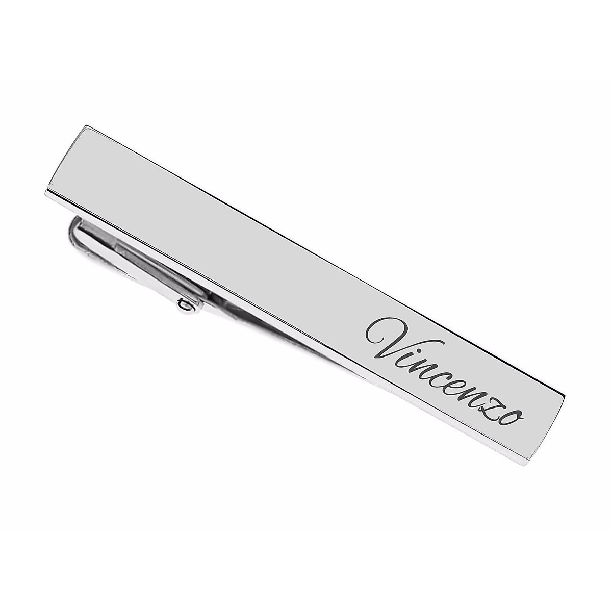 Personalized Hand Polished Silver Stainless Steel Tie Clip Custom Engraved Free - Ships from USA