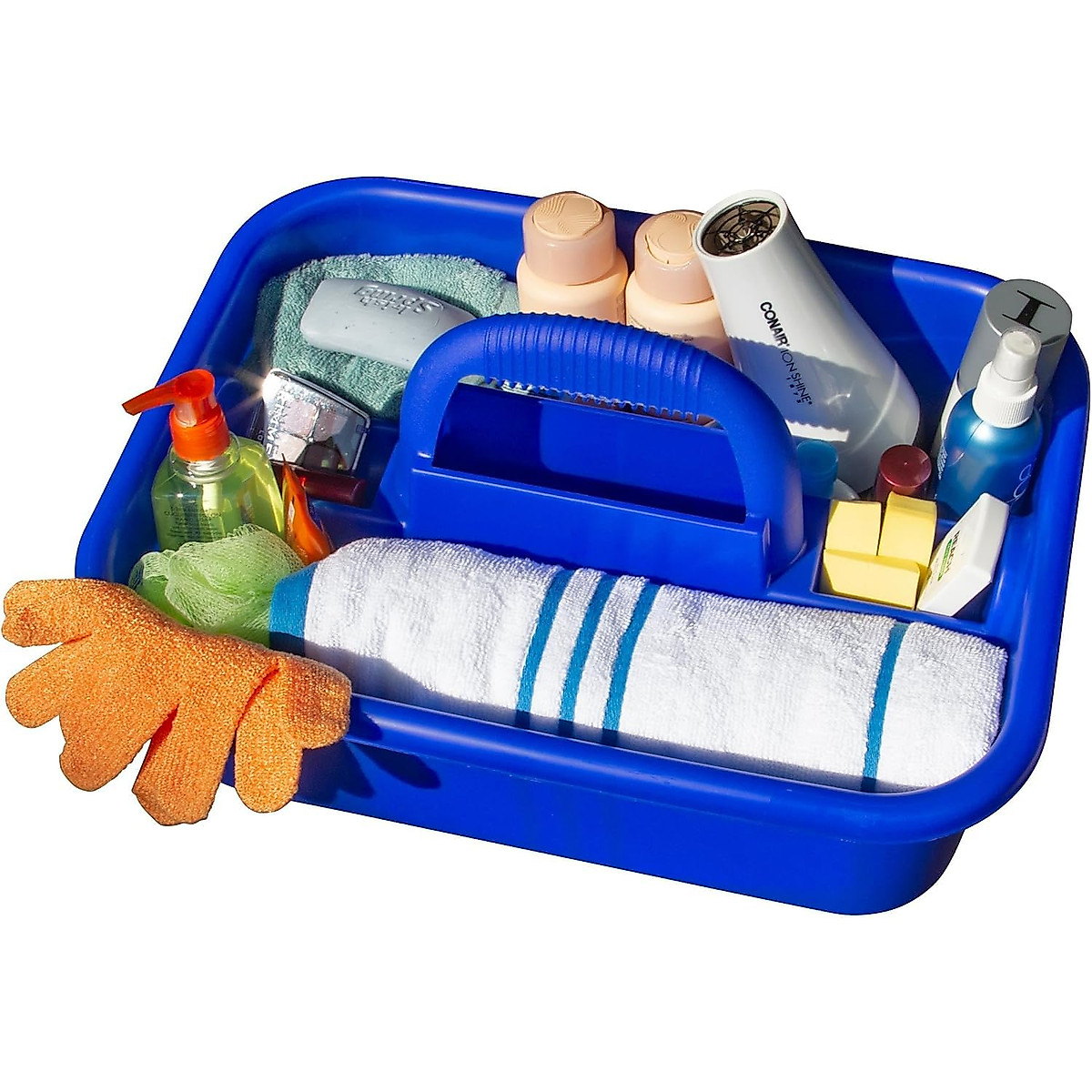 Akro-Mils 09185 Plastic Tote Tool & Supply Cleaning Caddy with Handle, (18-3/8-Inch x 13-7/8-Inch x 9-Inch), Blue (09185BLUE)