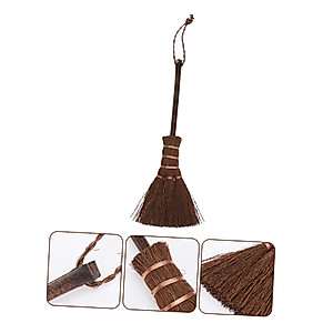 ORFOFE 1pc Brown Silk Broom Mini Brush Fireplace Brush Grubber Desktop Cleaning Tool Household Cleaner Sofa Cleaner Miniture Decoration Adorable Broom Couch Cleaner Duster Palm Broom