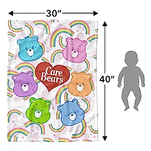 LOGOVISION Care Bears Lightweight Baby Blanket, 30"X40", Bear Heads Unisex for Infants Girls & Boys