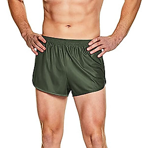 TSLA Men's Active Running Shorts, 3 Inch Quick Dry Mesh Jogging Workout Shorts, Gym Athletic Marathon Shorts, 2.5 Inch Marathon Short Olive, Medium