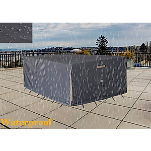 Garden Balsam Heavy Duty Waterproof Patio Furniture Covers,Fading Resistant Outdoor Table and Chair Covers Large Rectangular 126"Wx 63"D x 28"H Dark Grey