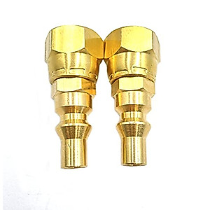 2pcs 1/4" Low Pressure Quick Contact Fittings Brass,RV Propane Contact Conversion Fittings for Gas Appliance Heater Grill Fire Pit and RV Quick Connect,1/4" Quick Key Connect Plug x 3/8" Female Flare