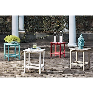 Signature Design by Ashley Sundown Treasure Outdoor Patio HDPE Weather Resistant End Table, Blue
