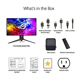 ASUS ROG Swift 27”1440P OLED DSC Gaming Monitor (PG27AQDM) - QHD (2560x1440), 240Hz, 0.03ms, G-SYNC Compatible, Anti-Glare Micro-Texture Coating, 99% DCI-P3, True 10-bit, DisplayPort,Black