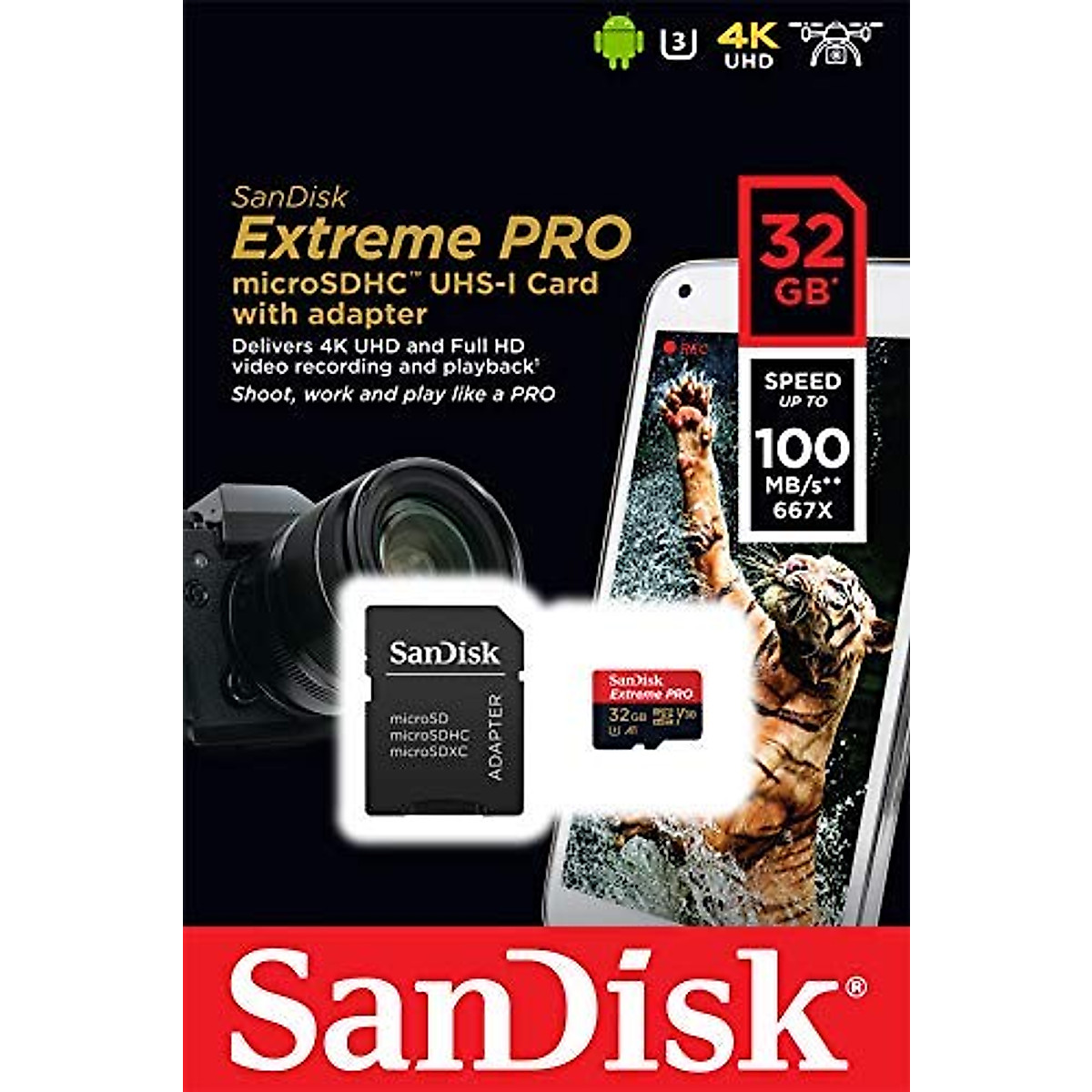 SanDisk 32GB Micro Extreme Pro Memory Card for Steam Gaming Tablet Stream Deck (SDSQXCG-032G-GN6MA) Class 10 V30 U3 100MB/s SDHC Bundle with (1) Everything But Stromboli SD & Micro Memory Card Reader