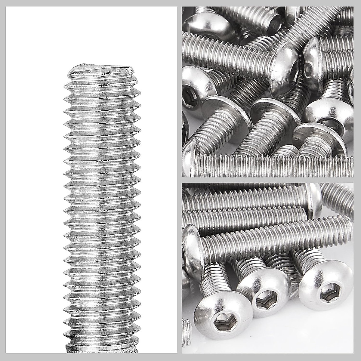 M5-0.8 x 50mm Button Head Socket Cap Screws Bolts 304 Stainless Steel Metric Machine, Allen Hex Drive, Bright Finish Fully Threaded 25PCS