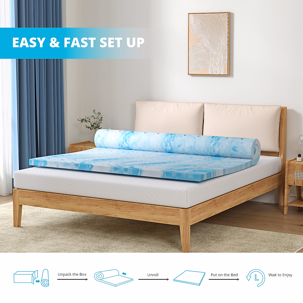 CH CHARME HOUSE 2 Inch Memory Foam Mattress Topper Twin Size, Gel Infused Memory Foam Bed Topper for Back Pain Relief, Cooling Mattress Pad, CertiPUR-US Certified, 75×38"