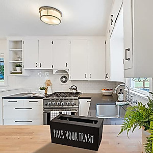 Trash Bag Holder, Farmhouse Garbage Bag Dispenser, Wall Mount Trash Bag Roll Organizer, Wood Grocery Bag Storage Box, Garbage Bag Caddy for Cabinet Kitchen Countertop