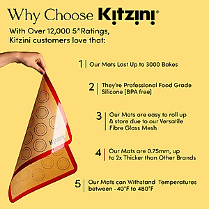 Kitzini Macaron Silicone Baking Mats. 2 Half Macaron Mats. BPA-Free Cookie Sheet. Non Stick Macaron Baking Mat. Professional Grade Silicon Baking Mat. Perfect for Macarons, Macaroons, Pastry & Cookies