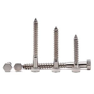 (6 PCS) 5/16 x 5" Stainless Steel Hex Lag Screws Bolts, 304 Stainless Steel Hexagon Head Lag Wood Screws, Partial Thread, by RoyceMart