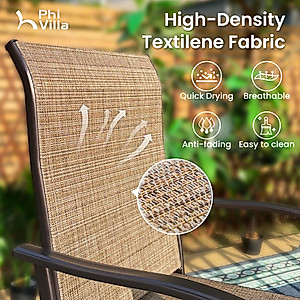 PHI VILLA 5 PCS Patio Swivel Bar Set Outdoor Bar Furniture Table and Chairs Set, 4 Bar Stools and 1 Table