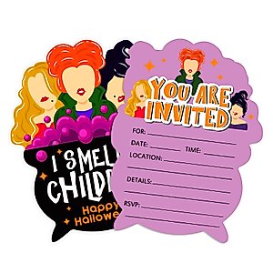 SICOHOME Halloween Party Invitations - 12pcs 5"x7" Halloween Birthday Invitations with Envelopes for Kids Adult Baby Shower Halloween Greeting Cards Hocus Pocus Invitations Party Favors Supplies