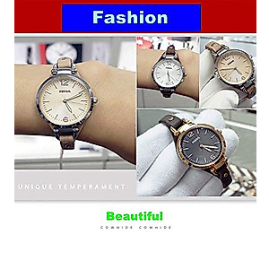 Dioway Women's 8mm Spring Bar Watch Band Genuine Calf Leather Replacement Straps for Fossil ES3148 ES4119 ES4176 ES3262 ES3077- Fossil Watch Band (Blue)