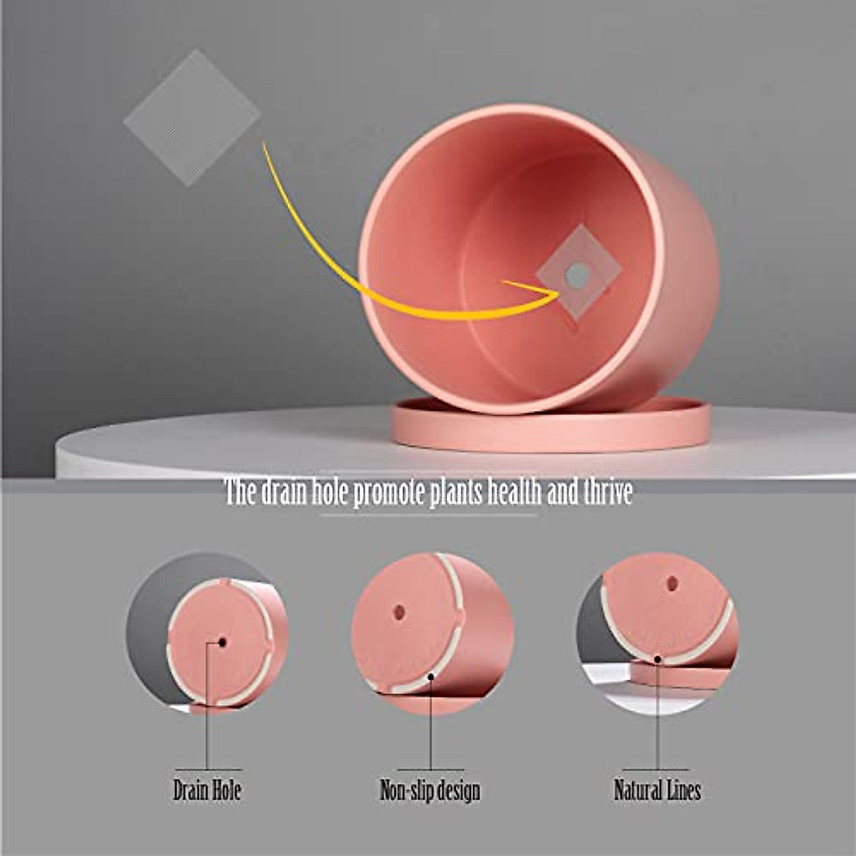 EtooCafe Planters for Indoor Plants Ceramic Flower Succulent Plant Pots with Drain Hole Saucer Decor for Home Office (6 inch Pink)