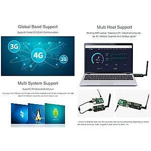 SIM7600G-H 4G DONGLE with Antenna, Industrial Grade 4G USB/UART, Communication and GNSS Positioning Support PC/Raspberry Pi/Drone/Industrial Computer, Support Global Band