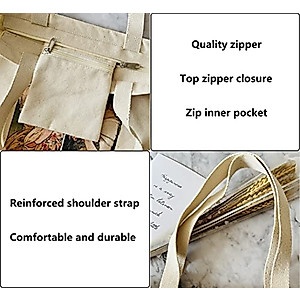 HaoHakka Tote Bag Aesthetic, Canvas Graphic Trendy Cute Tote Bags with Zipper Pockets (Starry Night)